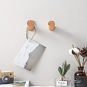 Eardion 8 Pieces of Wooden Coat and Hat Bathroom Hook Wall Retro Single Storage Hanging Hanger, Beech Wood Square and Mid-Slope Handmade Craft Bath Towel Hat Hanger