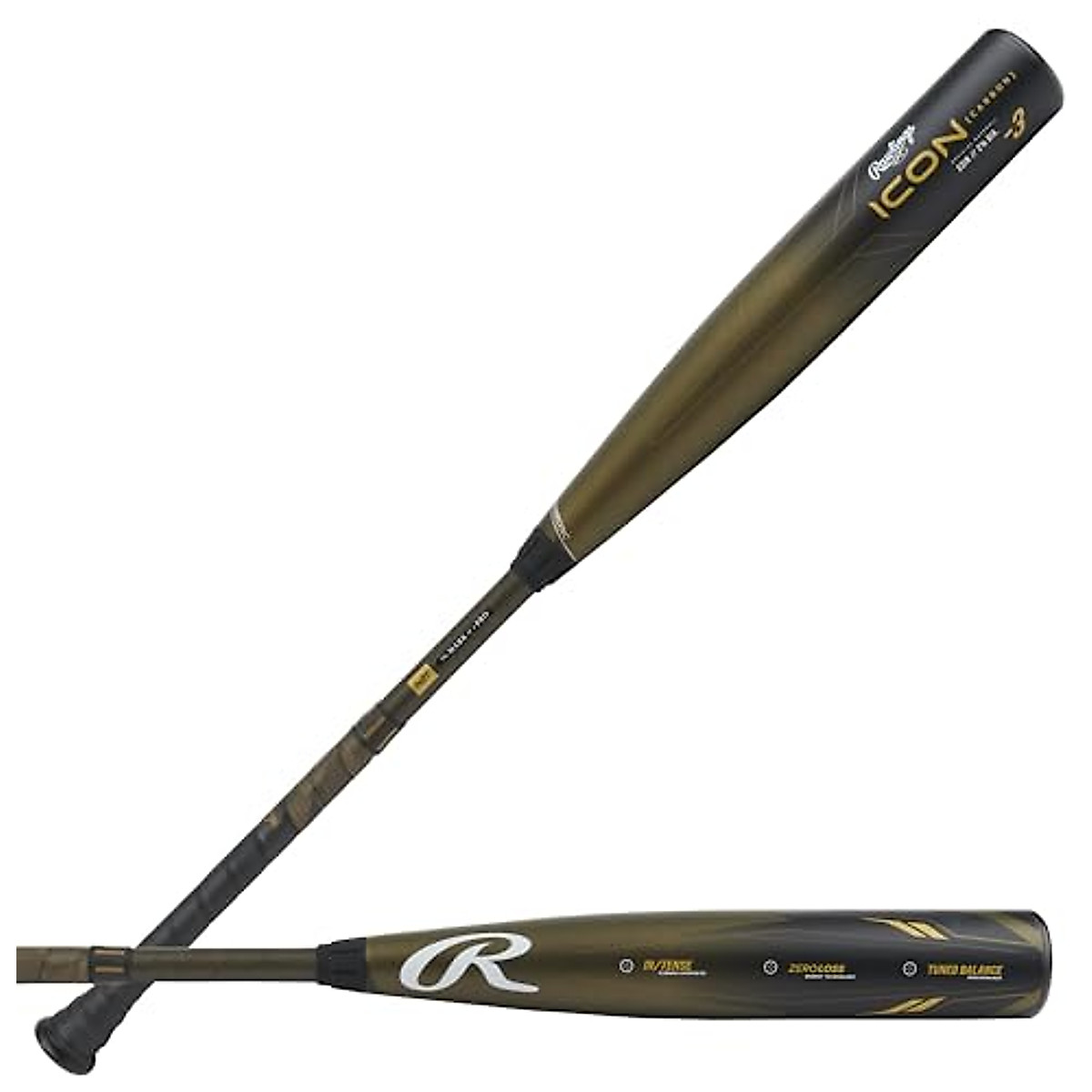 Rawlings | ICON Baseball Bat | 2023 | BBBCOR | -3 | 33", 2024 | Gold