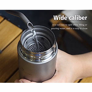 Boundless Voyage 450ml(15.84fl.oz) Titanium Vacuum with Filter Double Layer Lightweight Portable Tea Coffee Wine Whisky for Hiking Camping Picnic Gift A-Ti3010D