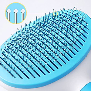 Self-Cleaning Slicker Brush Comb - Best Pet Cat Dog Grooming Long Short Hair - Shedding Loose Undercoat Tangled Haired Removes Tool - Blue
