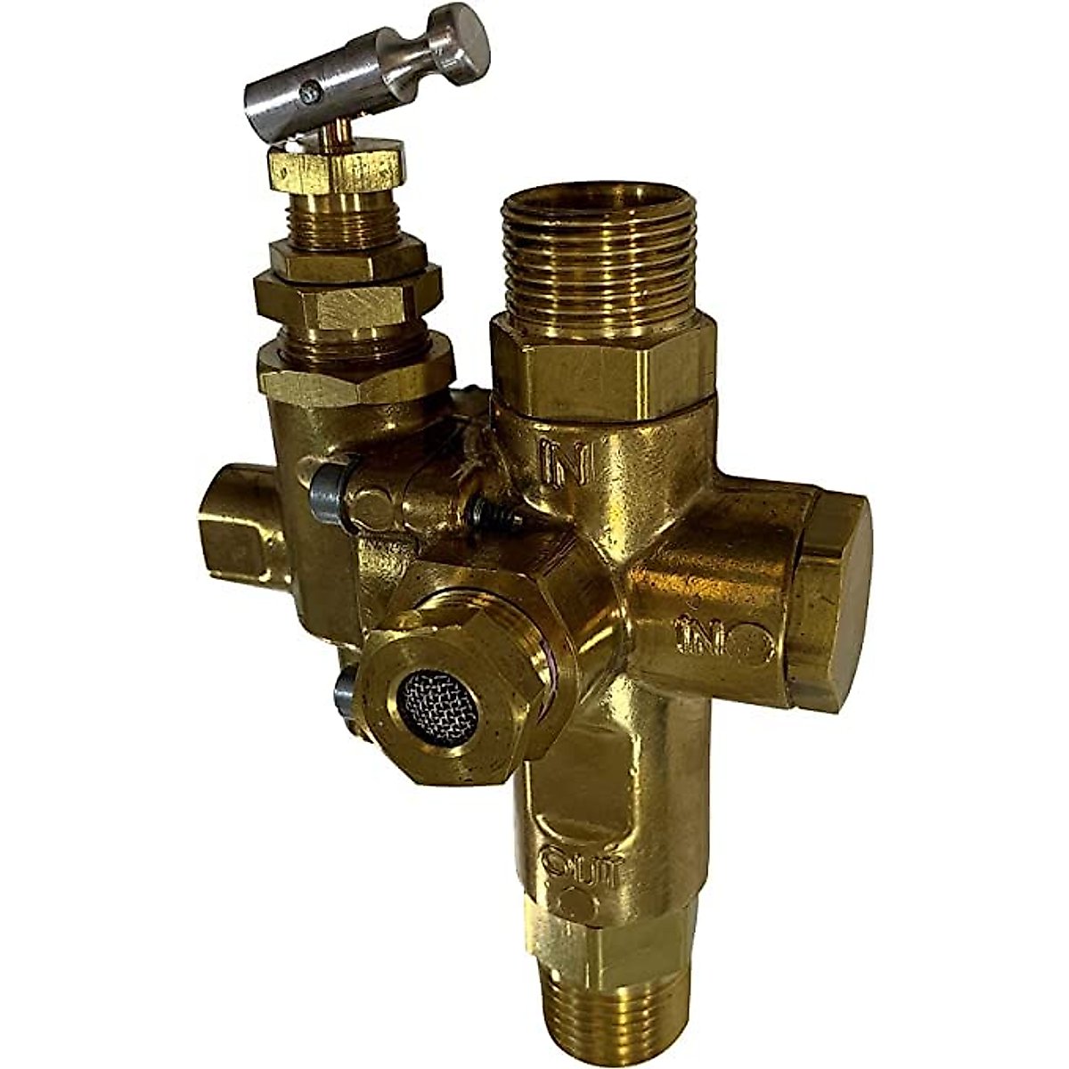 5/8" Compression Top Inlet X 1/2" MNPT Outlet, Combo Pilot Unloader Check Valve with Throttle Control Cable for 6.5HP Max Gas air Compressors (125-150 PSI, 24" Throttle Control Cable & Unloader Valve)