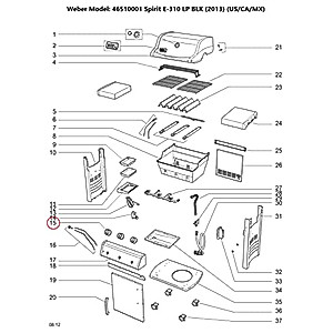 Weber # 69893 Set of 3 Control Knobs Spirit 300 Series (with Up Front Controls) Years 2013 and Newer