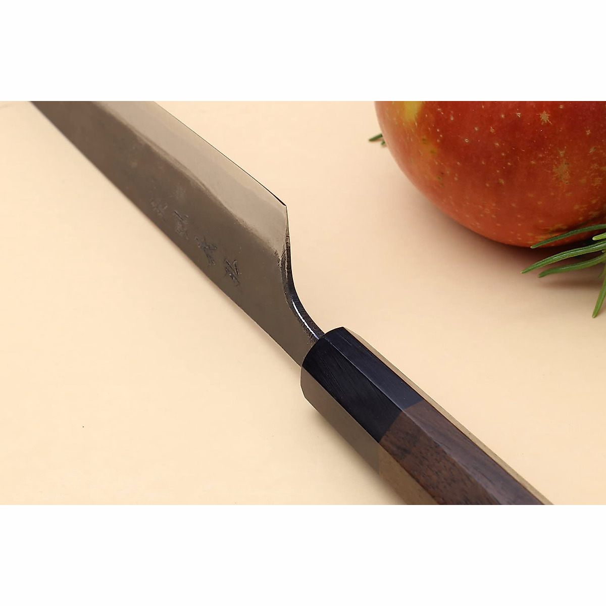 Yoshihiro Mizu Yaki Blue High Carbon Steel #1 Black Forged Petty Kiritsuke Japanese Utility Knife Shitan Handle (6'' (150mm) & Saya)