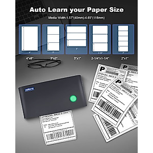 POLONO Shipping Label Printer Gray, 4x6 Thermal Label Printer for Shipping Packages, Commercial Direct Thermal Label Maker,Thermal Labels, 4"x 6" Direct Thermal Shipping Label (Pack of 1000