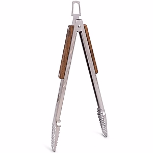 Dropkick Your Old Tongs, GRILLHOGS 16-Inch Barbecue Tongs Are the Only Equipment That Can Handle Your Massive Meat, Stainless Steel + Walnut Wood BBQ Tongs, Premium Grill Tongs