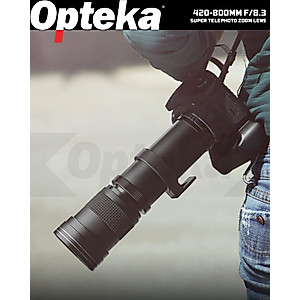 Opteka 420-800mm (w/ 2X- 840-1600mm) f/8.3 HD Telephoto Zoom Lens for Canon 90D, 80D, 77D, 70D, 60D, 50D, 7D, 6D, 5D, T7i, T7s, T7, T6s, T6i, T6, T5i, T5, T4i, T3i, SL3, SL2, SL1 Digital SLR Cameras