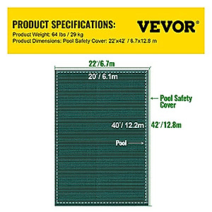 Happybuy Pool Safety Cover Fits 20x40ft Rectangle Inground Safety Pool Cover Green Mesh Solid Pool Safety Cover for Swimming Pool Winter Safety Cover
