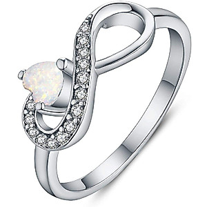 Promise Ring for Her Heart Birthstone Mother Daughter Love Jewelry With Birthstones Infinity Rings Women Best Friends Mothers Day Gifts 1 Stone Personalized Engraved Custom Name Sterling Silver