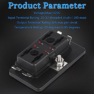 WATERWICH 4-Way Blade Fuse Box Standard Circuit Fuse Holder Box Block DC 12-32V with Waterproof Protection Cover for Car Boat Marine Trike Auto Car Truck Vehicle SUV Yacht RV Ship (4-Way)