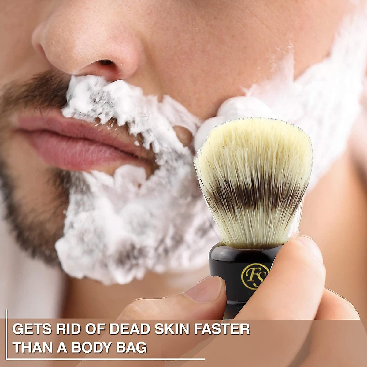 Frank FS shaving Synthetic Hair Shaving Brush for Men's Personal and Professional Shaving (Dark Horn)