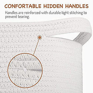 WISELIFE Storage Basket Large Cotton Rope Basket 21.7"x 21.7" x 13.8" Baby Laundry Basket with Handle Big Basket Soft Nursery Cube Bin Durable Laundry Hamper for Living Room(Gradient Grey)