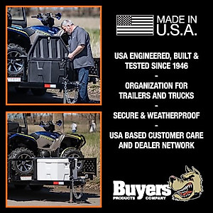 Buyers Products 1701680 Black Poly Trailer Tongue Truck Tool Cargo Storage Box,18 x 19 x 36 Inch, Made In The USA, Trailer Tongue Box For Storage And Organization, Trailer Storage Box