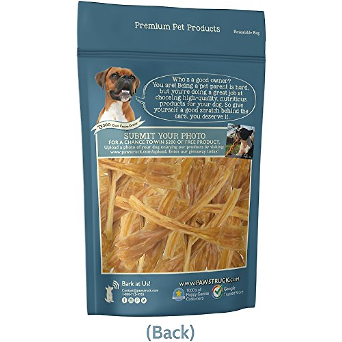 Pawstruck "7-9" Beef Tendon Chews for Dog (10 Sticks) Pet Food, Natural Beef Strap Odorless Treats, Cleans Teeth, Free-Range, Grass-Fed Beef, Free of Artificial Ingredients and Flavors, 1 Pound