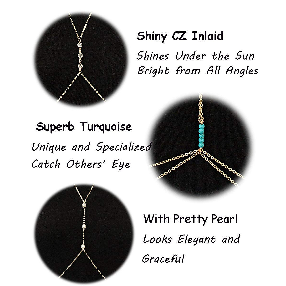 Vegolita 12Pcs Body Chains for Women Beach Bikini Waist Belly Chain Jewelry Necklace Gold tone