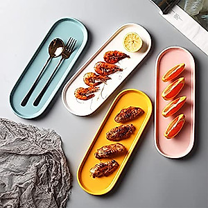 Ceramic Sink Tray, Bathroom Counter Tray, Bathtub Tray, Cosmetics Dish, Candle Tray, Perfume Shampoo Liquid Soap Tray Simple Style Design Suit for Bathroom and Kitchen (Pink)