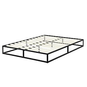 PrimaSleep 9 Inch Dura Metal Platform Bed Frame-Wooden Steel Slat Support/Underbed Storage Space, Queen, Black