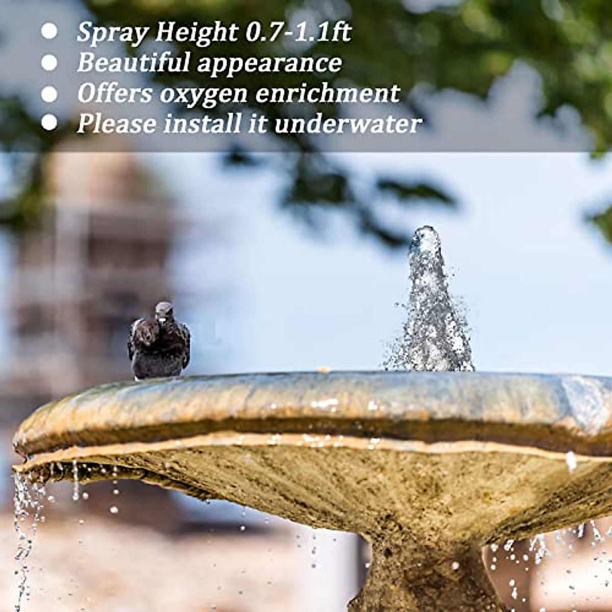 Brass Bubbling Fountain Nozzle, G1/2 Female Thread G3/4 Male Thread Spray Head Pond Sprinkler for Garden Pond Amusement Parks Library