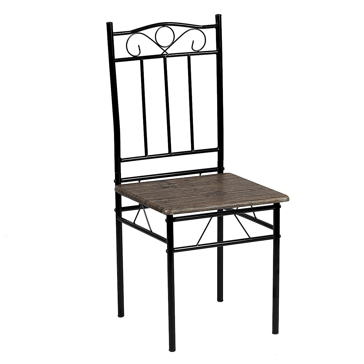 FurnitureR Dining Table Set 3-Piece Dinette Set with Wood Top Metal Legs, Space Saving Dining Table 2 Dining Chairs for Home Kitchen Apartment Patio,Brown