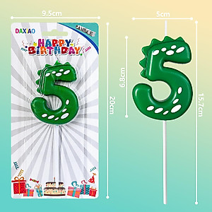 CJPSL 5st Birthday Number Candle Dinosaur Cake Topper Candle Birthday Cake Topper Decoration Candle, 2.75 inches, Suitable for Dinosaur Theme Birthday Party, Green Theme Party, Bakery Decoration