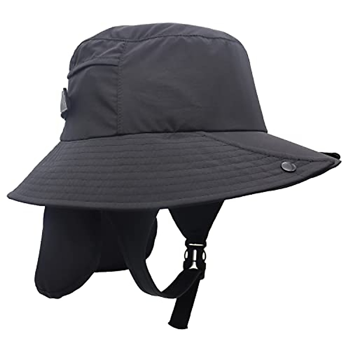 Surf Bucket Hat, Men Sun Hats with Neck Flap for Surfing, Boating, Water Sports Black