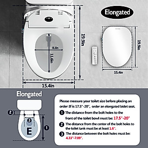 XCQQ Bidet Toilet Seat Elongated, Bidet Warm Water Rear & Front Oscillating Wash, Heated Toilet Seat, Warm Air Dryer, Soft Close Toilet Lid, Night Light, Smart Toilet Seat with Bidet Requires Outlet