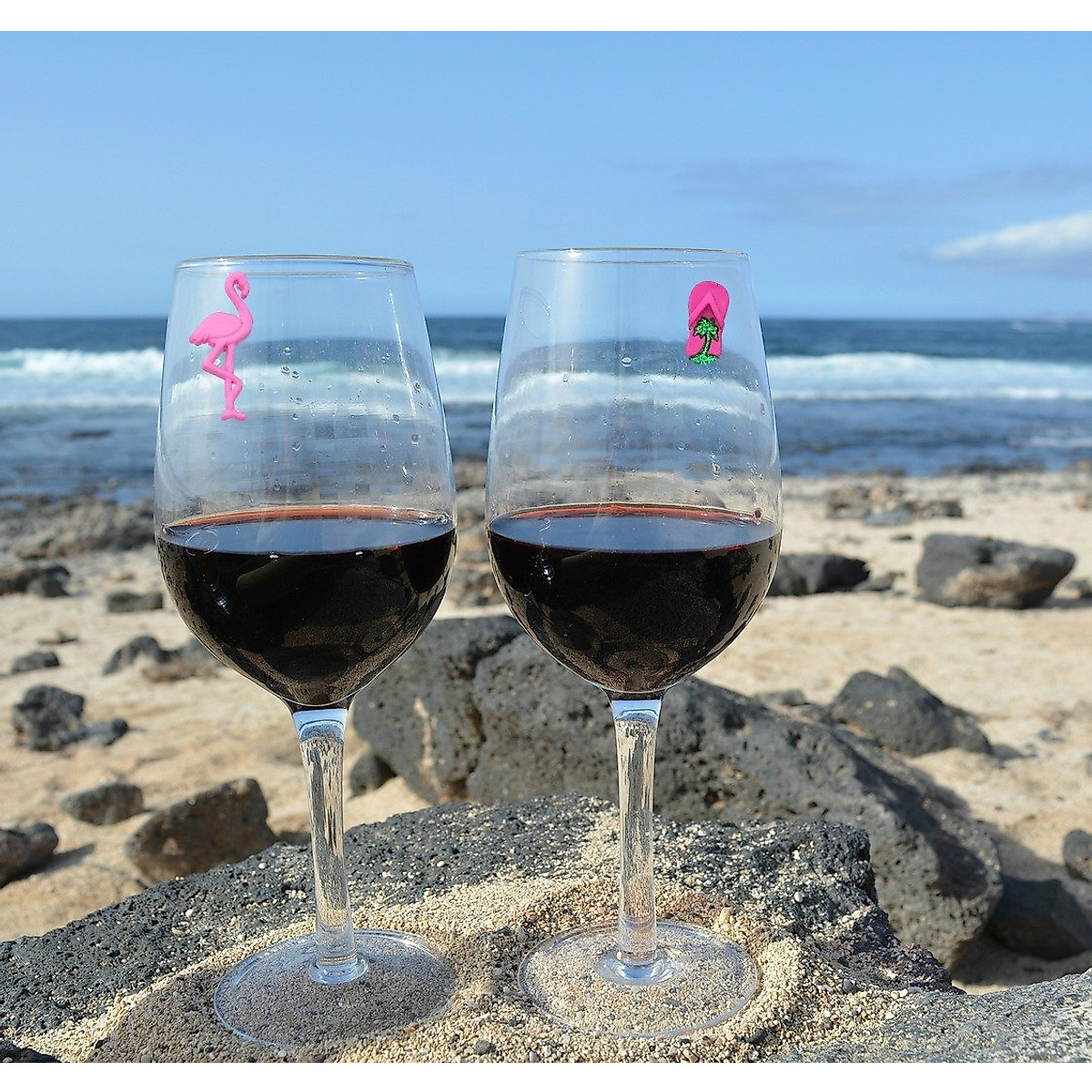 Beach Nautical Wine Glass Charms or Magnetic Markers for Making Your Drink Unique – Set of 12 Summer Glass Identifiers