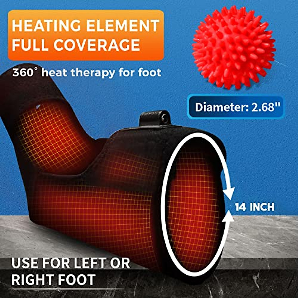 sticro Ankle Heating Pad for Achilles Tendonitis and Plantar Fasciitis Relief, Heated Ankle Brace Foot Heating Pad Wrap with Massage Ball for Sprained Ankle, Arthritis Foot Heel Pain Relief (Gray)