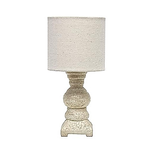 Elegant Designs LT3330-BGE 12.5" Country Farmhouse Petite Textured Column Table Desk Lamp with Drum Fabric Shade, Beige