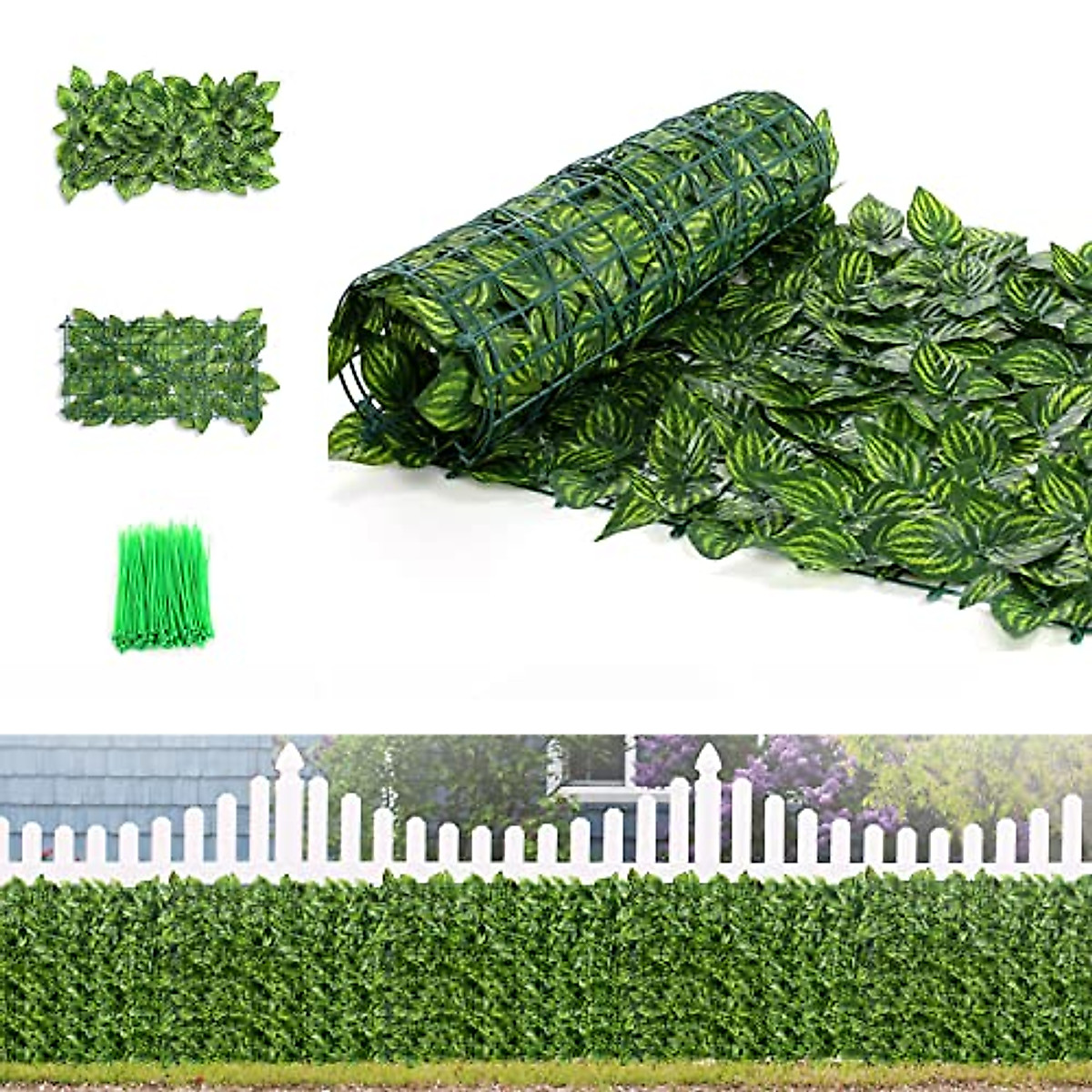 Yuego Artificial Ivy Privacy Fence Wall Screen, 120 x 37.8 in Faux Hedges Privacy Fence Screen Outdoor Ivy Wall Fence for Garden Balcony Deco