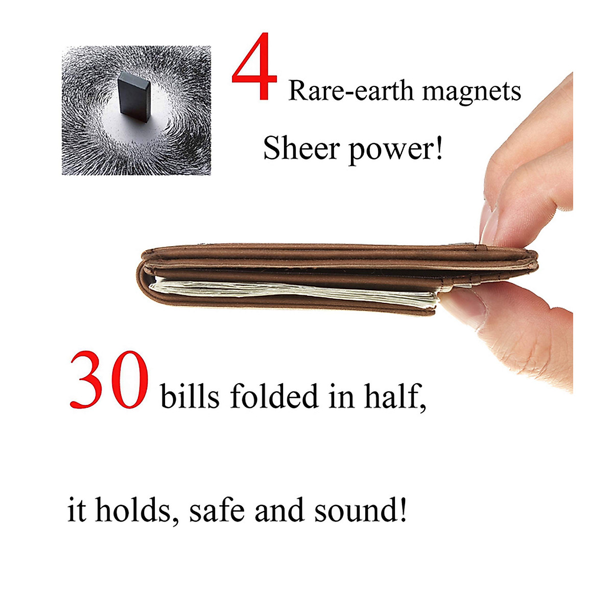 Toughergun Genuine Leather Magnetic Front Pocket Money Clip Wallet RFID Blocking(Coffee)