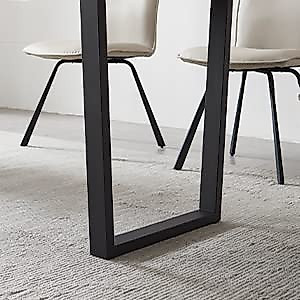 ZckyCine Dining Table Set for 6-8 People Kitchen Dining Room Table Set Extendable Wood Dining Table and 6 Upholstered Chairs, Home Kitchen Furniture