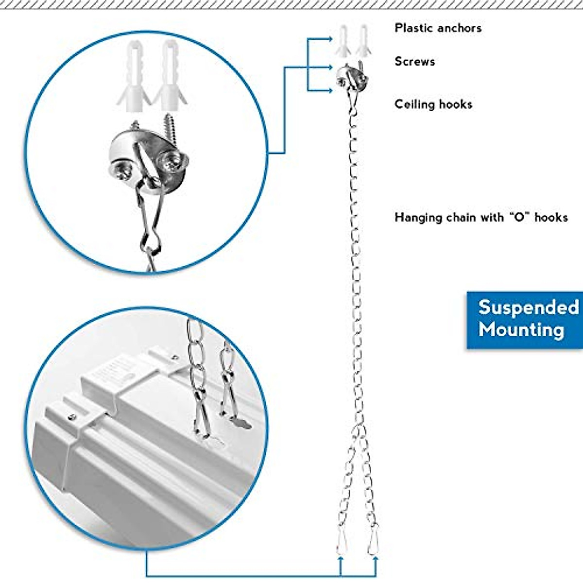 LED Utility Shop Light 4ft 5500 Lumens Super Bright 50W 5000K Daylight ETL Certified LED Garage Lights Durable LED Fixture with Pull Chain Mounting and Daisy Chain Hardware Included
