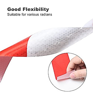 SOCOMAN Reflective Tape, Outdoor Waterproof Conspicuity Safety Caution Warning Self-Adhesive Tape Trailer Reflector for Cars, Trucks, Trailers, Boats, Road Signs, 2" × 12"(Red/White) (20 Pcs)