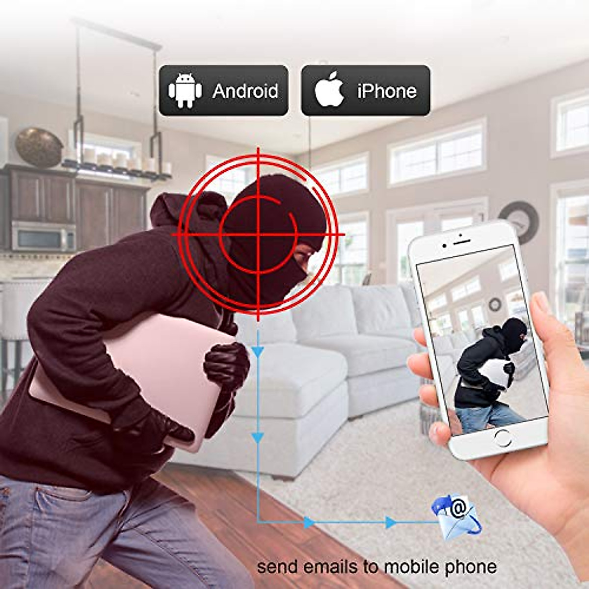 Eversecu 8 Channel Wired Security Camera System 1080P Lite DVR and (8) 2.0MP 1080P Weatherproof Cameras Support Night Vison Weatherproof, Motion Alert, Smartphone, PC Easy Remote Access