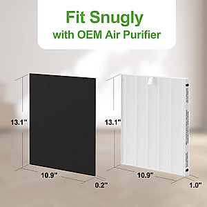 VALZONE Winix C545 2 Pack H13 True HEPA Replacement Filter S Compatible with Winix C545 Part# 1712-0096-00 with 8 Extra Activated Carbon Pre-Filters 13.07 x 10.94 x 0.98 inches