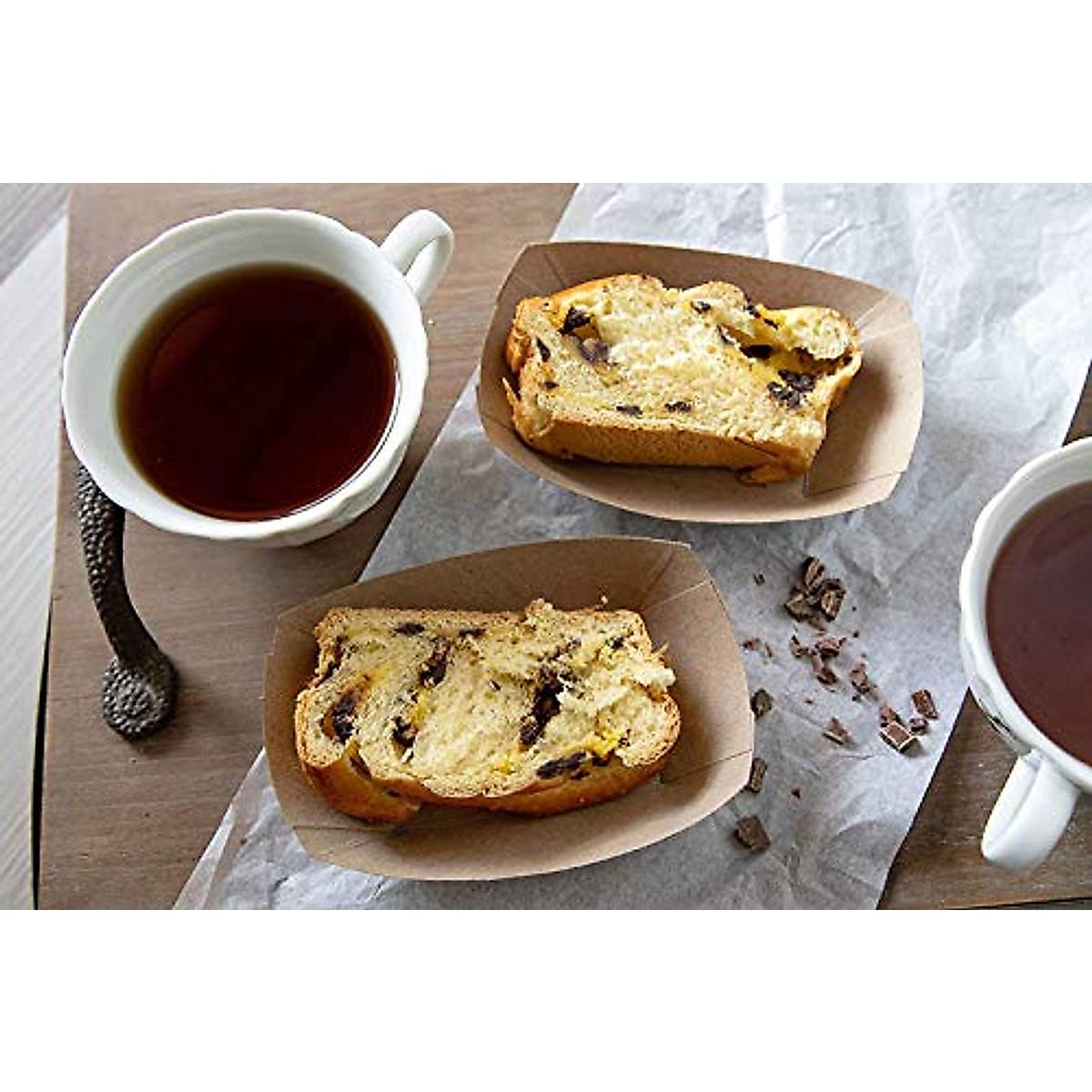 PaperMi Brown Paper Food Tray Disposable Kraft Hot Dog Tray, Paper Food Trays for Picnics, Carnivals, Camping - Food Serving Tray Holds Hot and Cold Food- USA Made (1Lb 100pc)