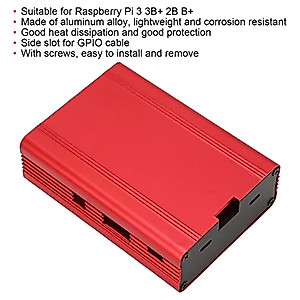 Circuit Board Protective Case, Ventilation Design Less Interference Easy to Install Good Compatibility Aluminum Alloy Enclosure for Raspberry Pi 3 3B+ 2B B+(red)