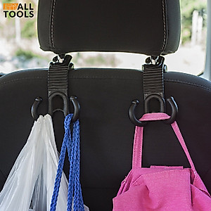 ALLTOOLS Car SUV Seat Headrest Hooks Back Hanger Holder Hang Purse Grocery Bag Handbag Cloth Coat Universal Vehicle Storage Organizer Gadget Car Accessories for Mom Women Men