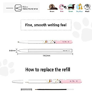 Monami 153 Puppy Ball Pen 0.5mm 1 Set 5 Color