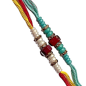 Set of 2 Rakhi Designer Handmade Rakhi Sets for Brother Bhaiya Bhai and Bhabhi for Raksha Bandhan Indian Bracelet Beads Rakhi Thread Bhaiya Bhabhi Sister Rakhi Band