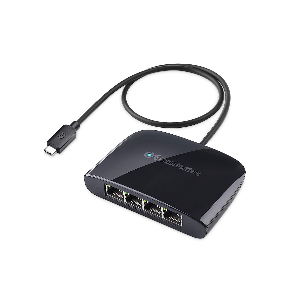 Cable Matters USB C to 4-Port Gigabit Ethernet Switch for Network Sharing on The Move (Thunderbolt Ethernet Splitter, USB C Network Switch, USB C Gigabit Switch) Compatible with Thunderbolt 4 / USB 4