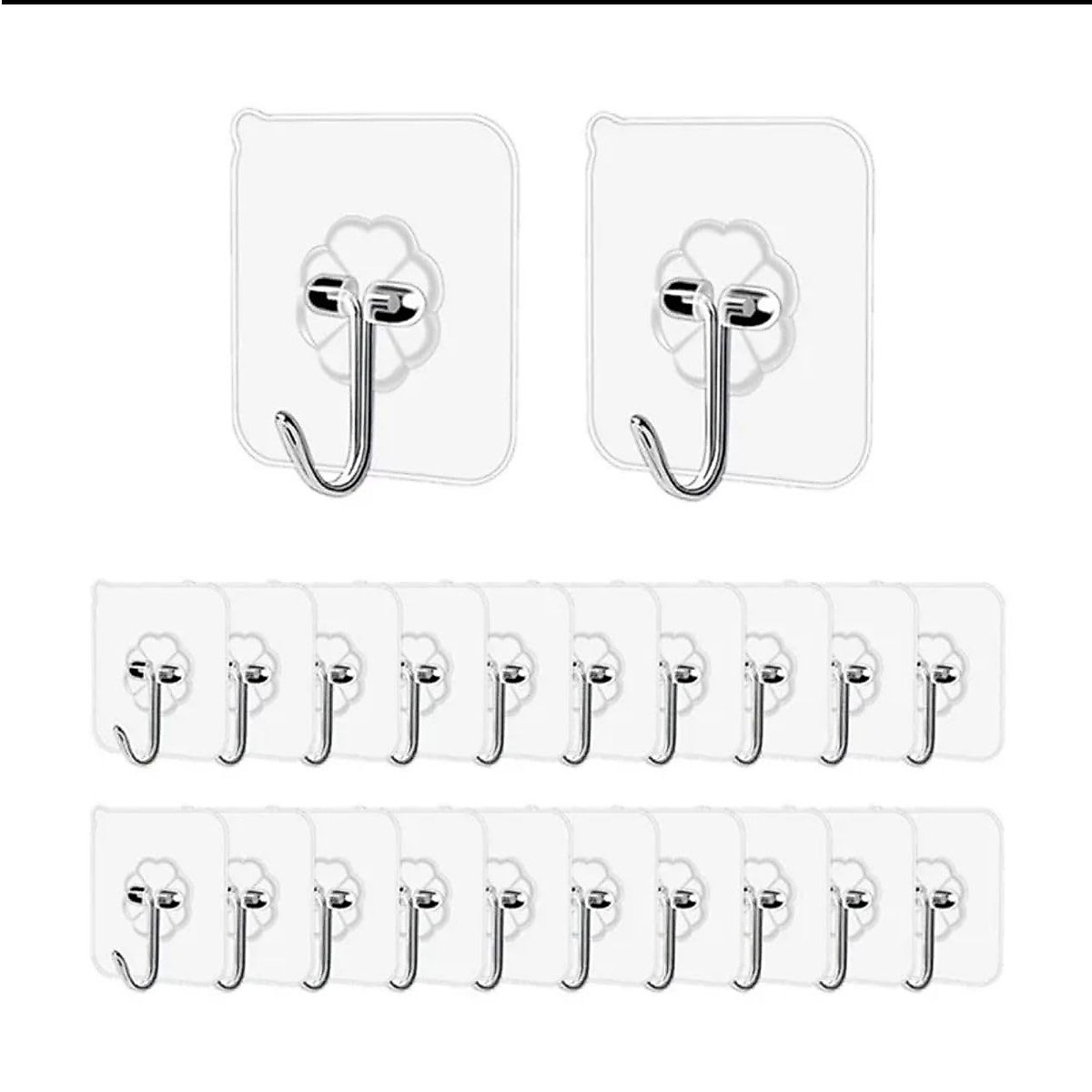 Generic 24 Packs of Hooks for Hanging Transparent and Reusable Seamless Hooks for Multipurpose (Bathroom, Kitchen etc) Self Adhesive Hooks