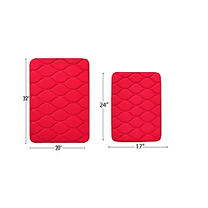 Yafa Home Fashion 2 Piece Oval Shaped Design Embossed Solid Color Memory Foam Soft Bathroom Rug Set Non-Slip PVC Backing