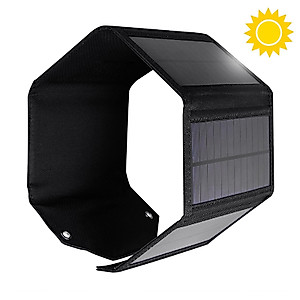 10W USB Solar Panel Charger, Waterproof IP67, Polycrystalline Silicon, Foldable with 24% Conversion Efficiency, Portable for Outdoor Energy Emergencies (Black)