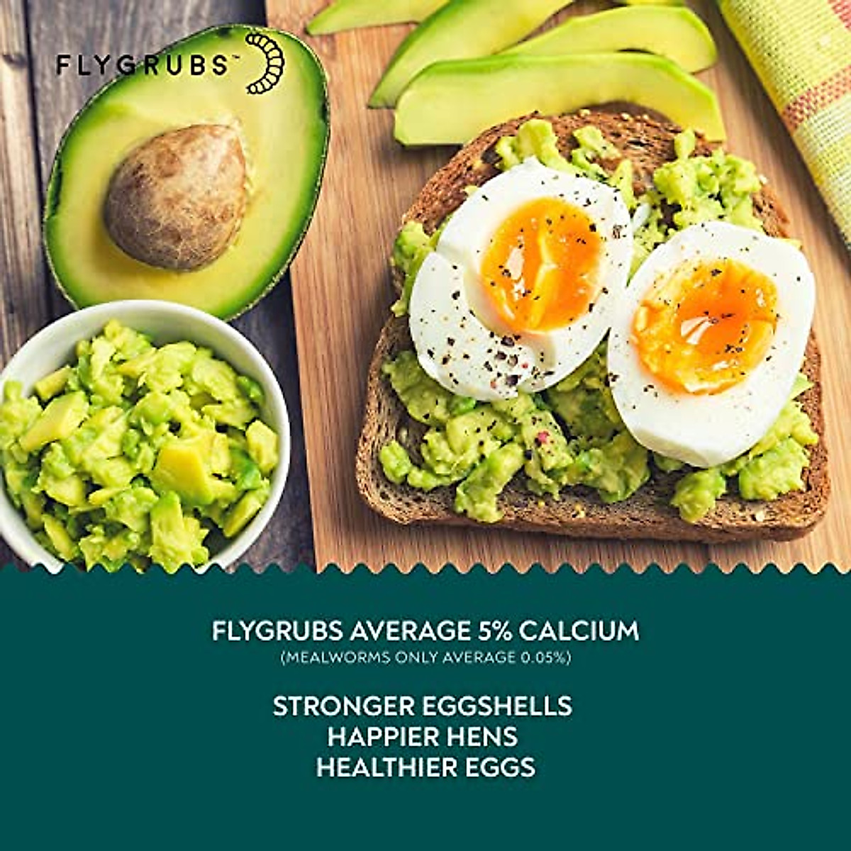 FLYGRUBS Superior to Dried Mealworms for Chickens (5lb) - 85X More Calcium Than Live mealworms - Non-GMO Chicken Feed - BSFL Treats for Hens, Ducks, Turkeys, Wild Birds, Turtles, Quails