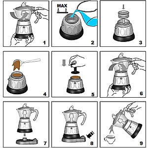 6 Cup Uniware Professional Electric Espresso/Moka Coffee Maker (Blue)