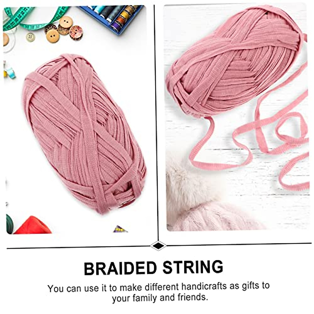 TEHAUX 1 Roll Flat line Wiring Yarn for Crochet DIY Crafts Crochet Yarn Crochet Knitting Yarn Flat Elastic Cord Chenille Yarn Ball Acrylic Macrame Rope Cotton Cord Handmade Knitting Rope