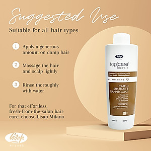 Lisap Top Care Repair | Elixir Care Shampoo | Cleanses, Hydrates, and Adds Shine to Dry, Damaged Hair | 16.91 fl oz