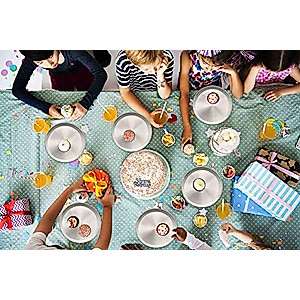 TeamFar Toddler Plates, 8 Inch Stainless Steel Kids Dinner Metal Plates, Round Serving Salad Plates for Camping Outdoor Party, Safe & Healthy, Sturdy & Heavy Duty, Dishwasher Safe – Set of 6