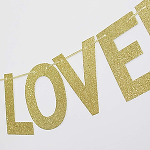 60 Years Loved Gold Glitter Banner for 60th Birthday/Wedding Anniversary Party Sign Photo Props
